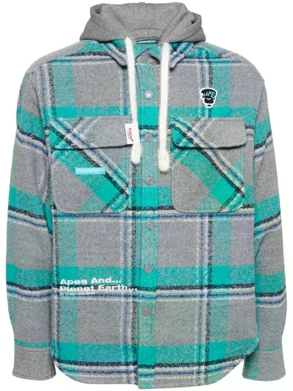 AAPE BY *A BATHING APE Check-pattern Hooded Jacket - Grey