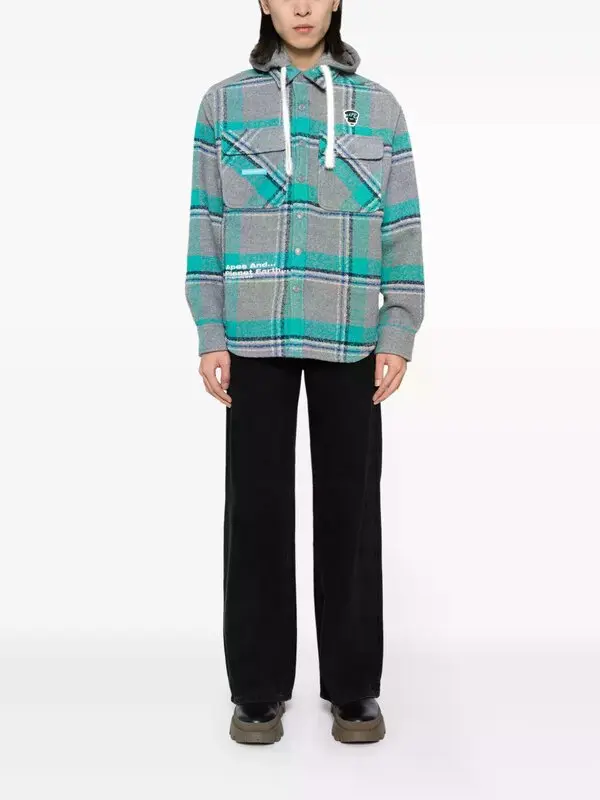 AAPE BY *A BATHING APE Check-pattern Hooded Jacket - Grey