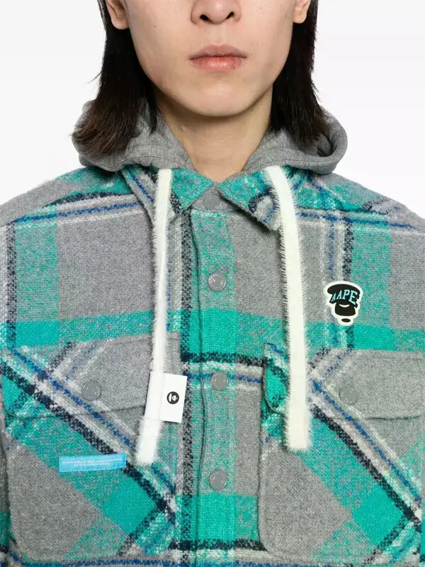 AAPE BY *A BATHING APE Check-pattern Hooded Jacket - Grey