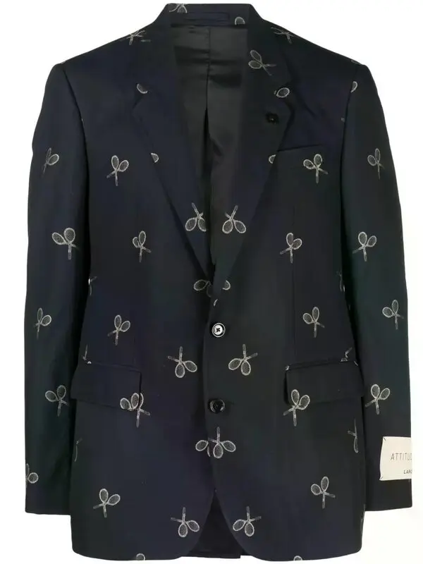 LARDINI Graphic-print Single-breasted Blazer