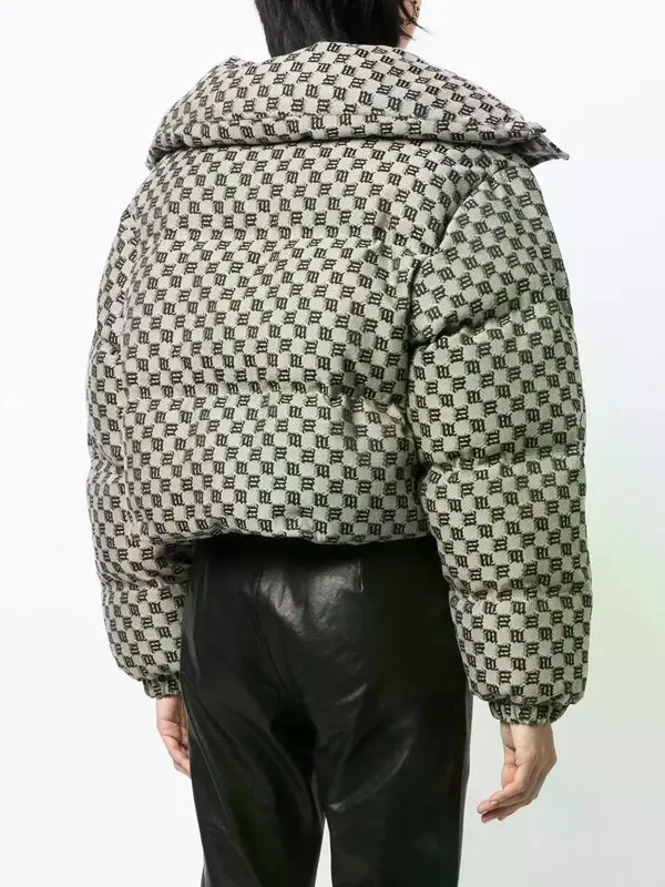 MISBHV Monogram-print Cropped Puffer Jacket - Neutrals