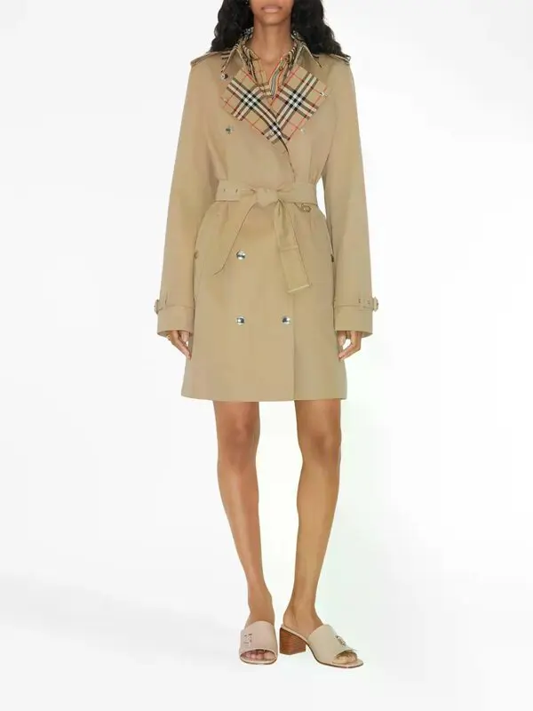 Burberry Vintage Check-trim Short Trench Coat
