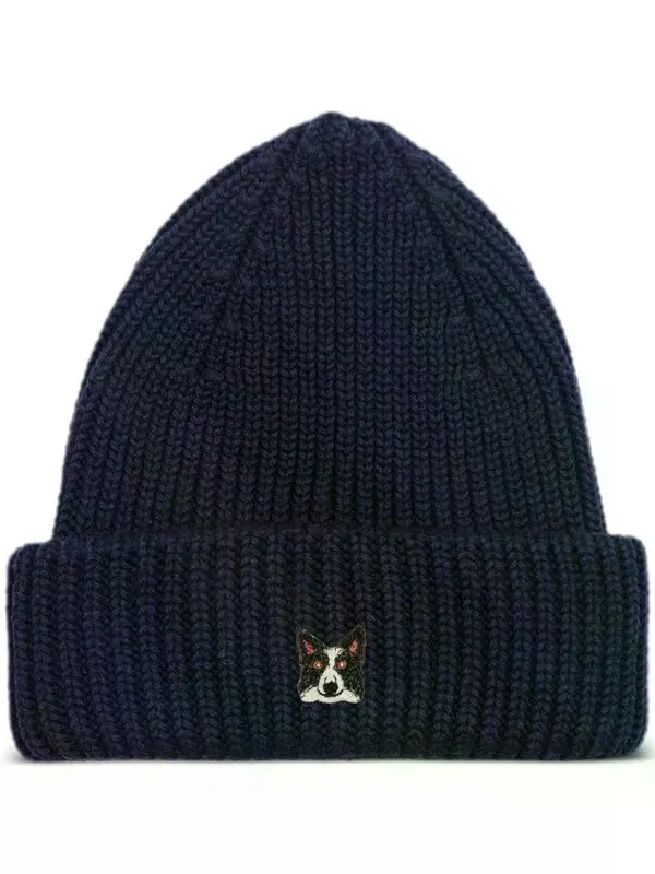 PELO FOUNDATION Dog-appliqué Beanie - Blue