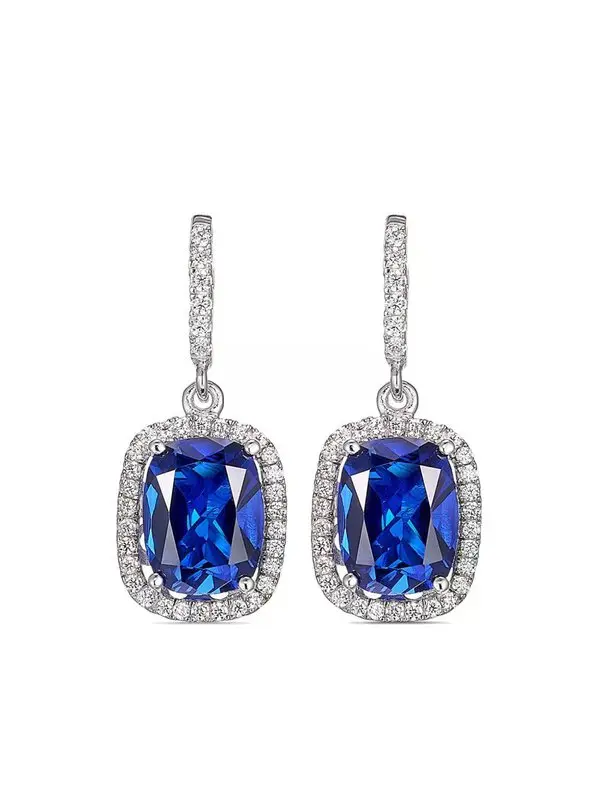 ANABELA CHAN 18kt White Gold Comet Sapphire And Diamond Earrings - Silver