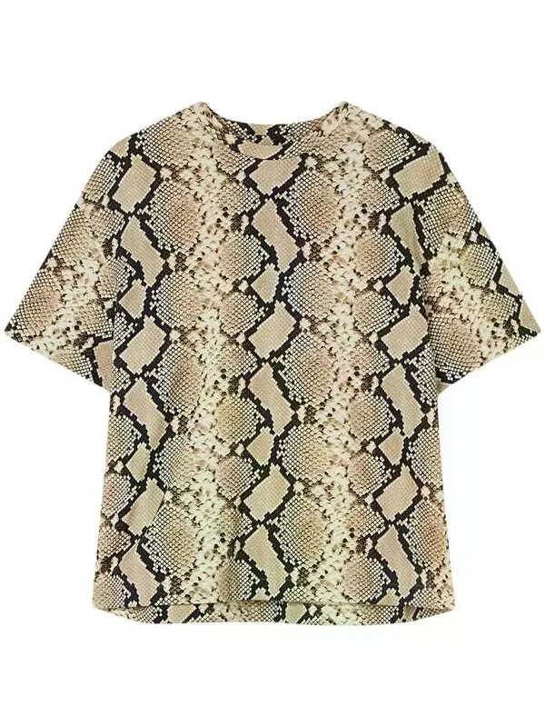 JIL SANDER Snakeskin-print Cotton T-shirt - Brown