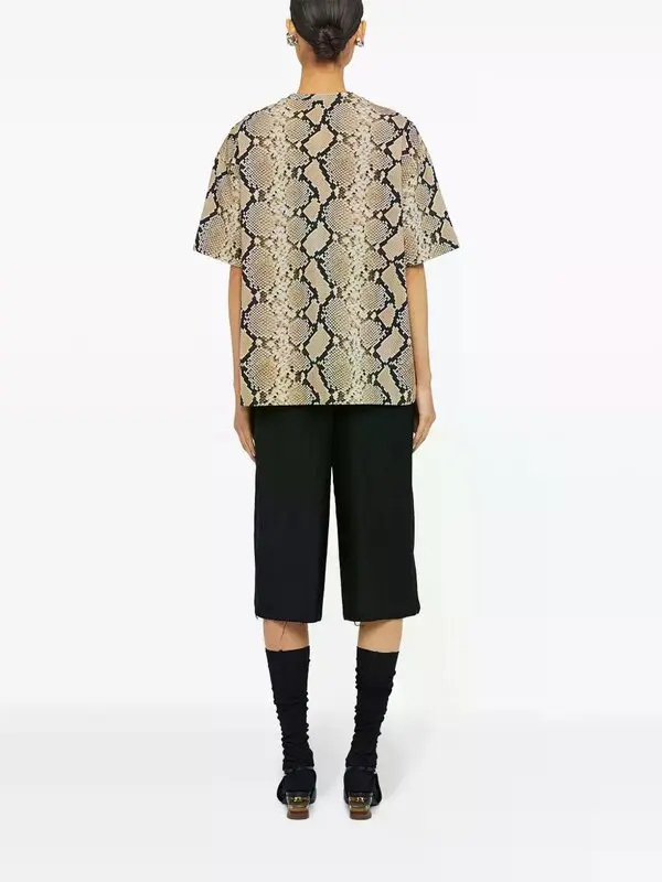 JIL SANDER Snakeskin-print Cotton T-shirt - Brown