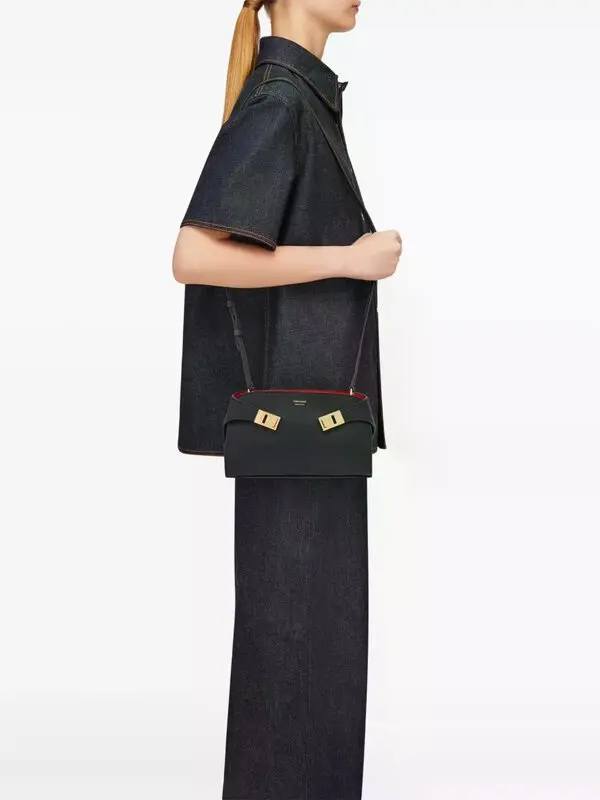 FERRAGAMO Mini Hug Leather Crossbody Bag - Black