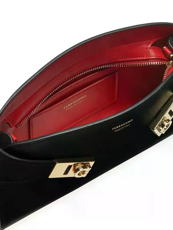 FERRAGAMO Mini Hug Leather Crossbody Bag - Black