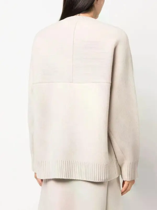 LANVIN Cape-back Virgin Wool Blend Jumper - Neutrals