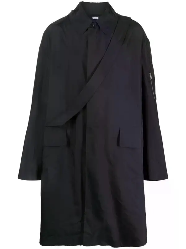 Random Identities Strap Detail Midi Raincoat - Blue