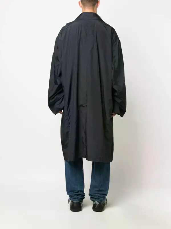 Random Identities Strap Detail Midi Raincoat - Blue