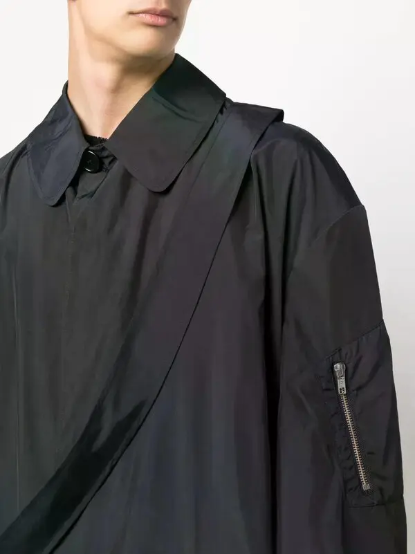 Random Identities Strap Detail Midi Raincoat - Blue