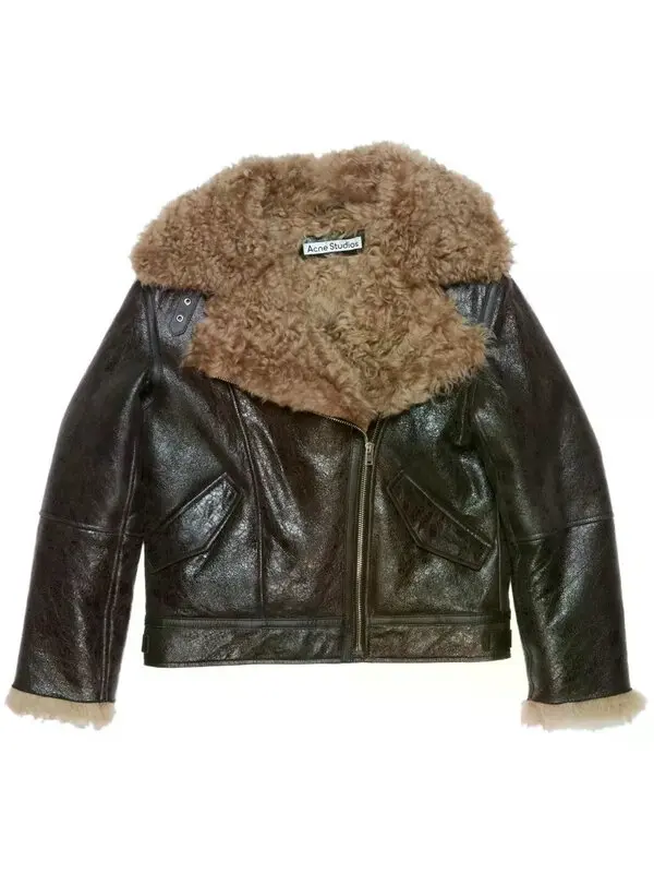 Acne Studios Shearling Leather Jacket - Black