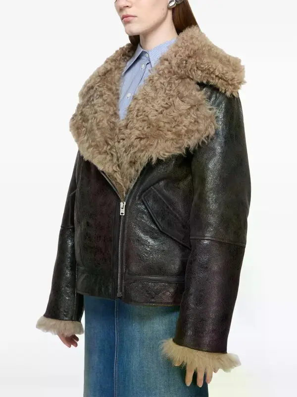 Acne Studios Shearling Leather Jacket - Black