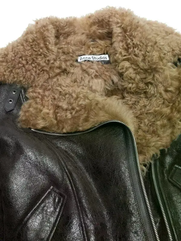 Acne Studios Shearling Leather Jacket - Black