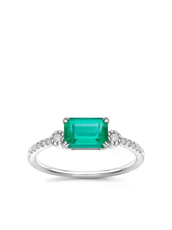 DINNY HALL 14k White Gold Betony Emerald Ring - Silver