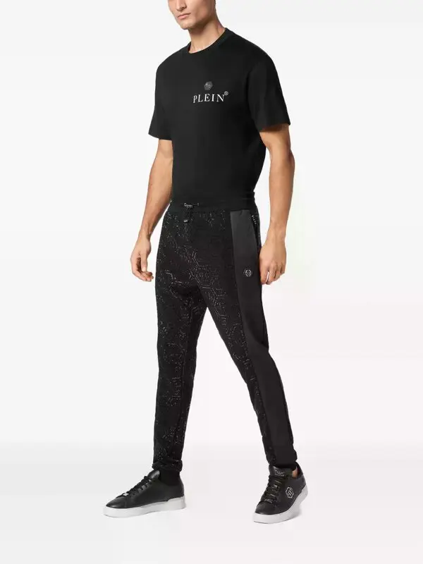 Philipp Plein Inserts Monogram Strass Track Pants - Black