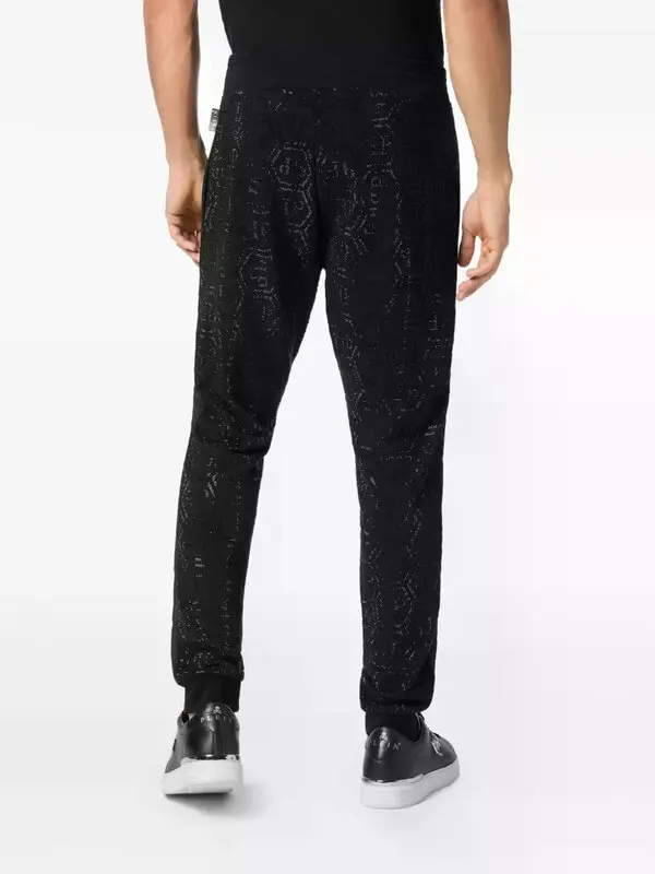 Philipp Plein Inserts Monogram Strass Track Pants - Black