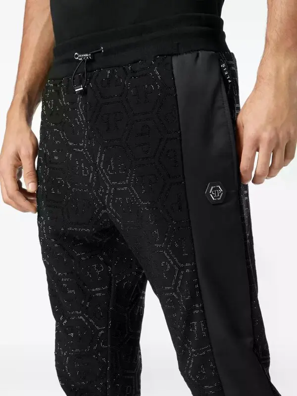 Philipp Plein Inserts Monogram Strass Track Pants - Black