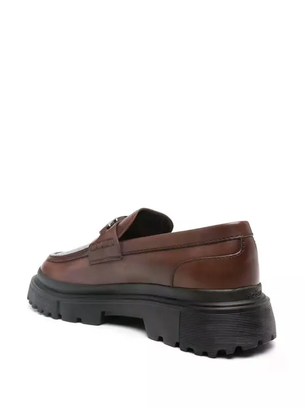 Hogan H619 Logo-plaque Leather Loafers