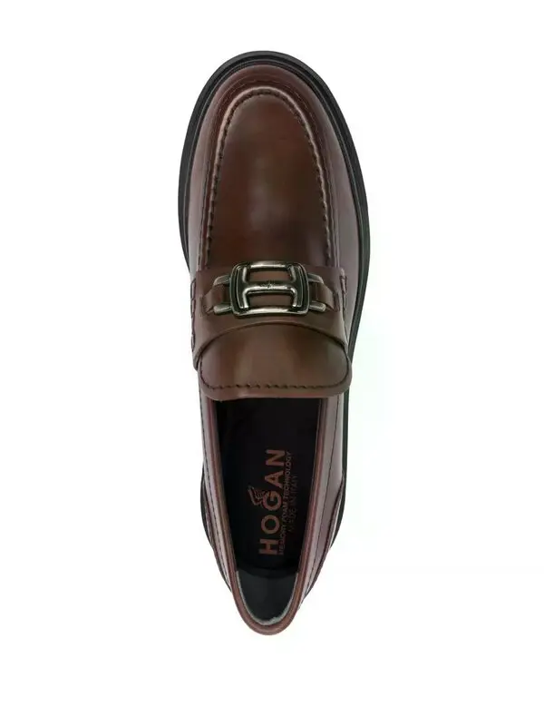 Hogan H619 Logo-plaque Leather Loafers