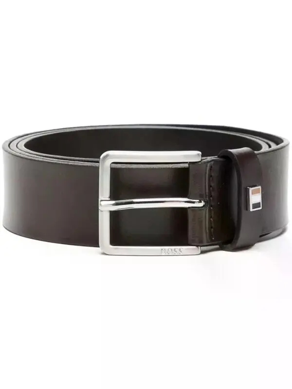 BOSS Italian-made Leather Belt With Signature-stripe Trim