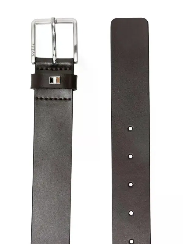 BOSS Italian-made Leather Belt With Signature-stripe Trim