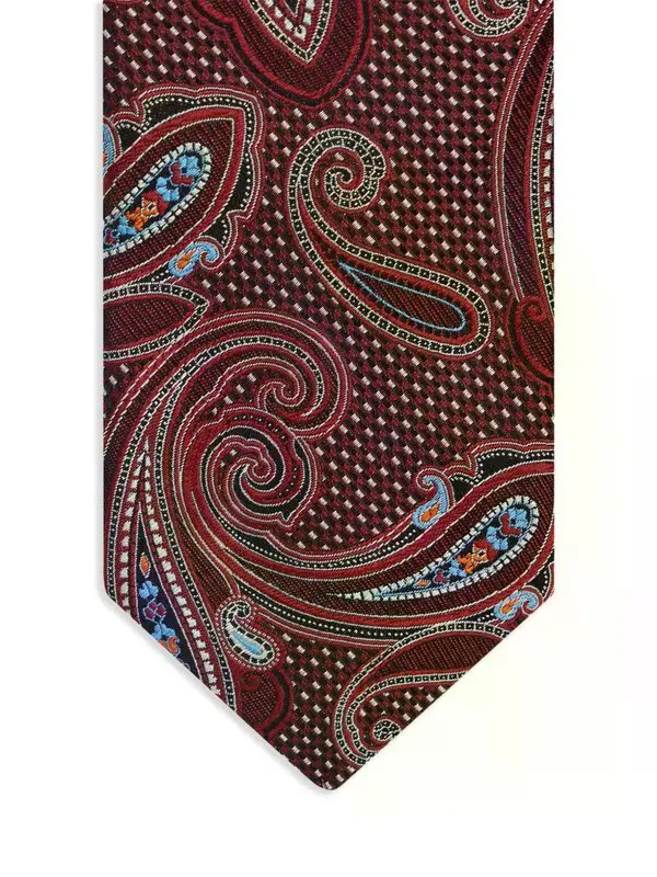 Etro Paisley Print Neck Tie - Red