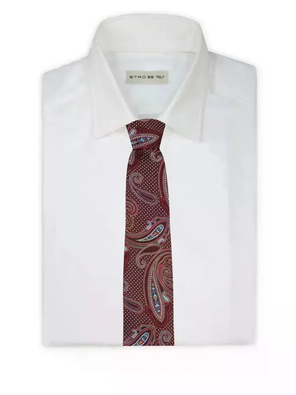 Etro Paisley Print Neck Tie - Red
