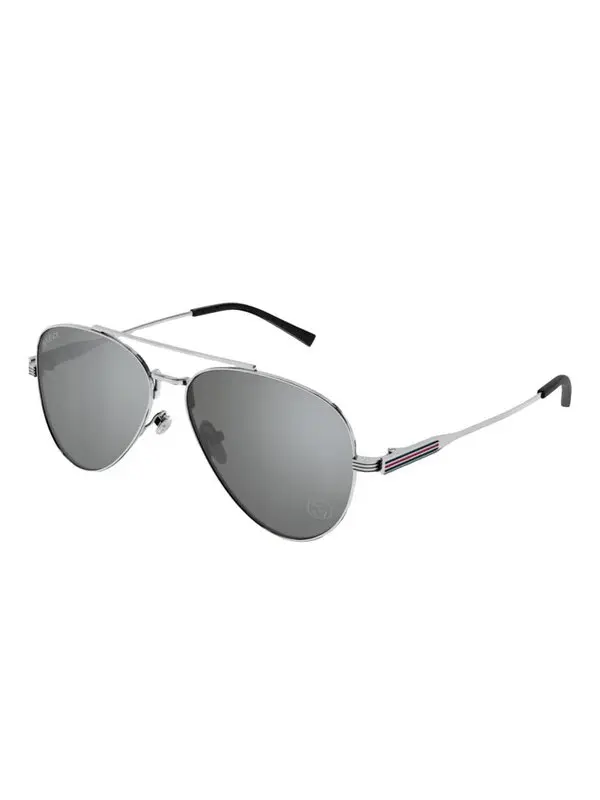 Gucci Pilot-frame Sunglasses With Signature Web Detail - Grey