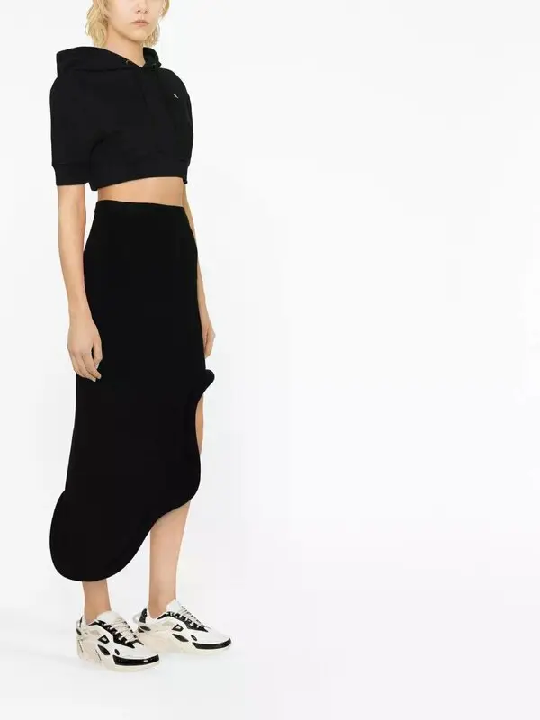 Raf Simons Cropped Short-sleeve Hoodie With Embroidered Logo - Black