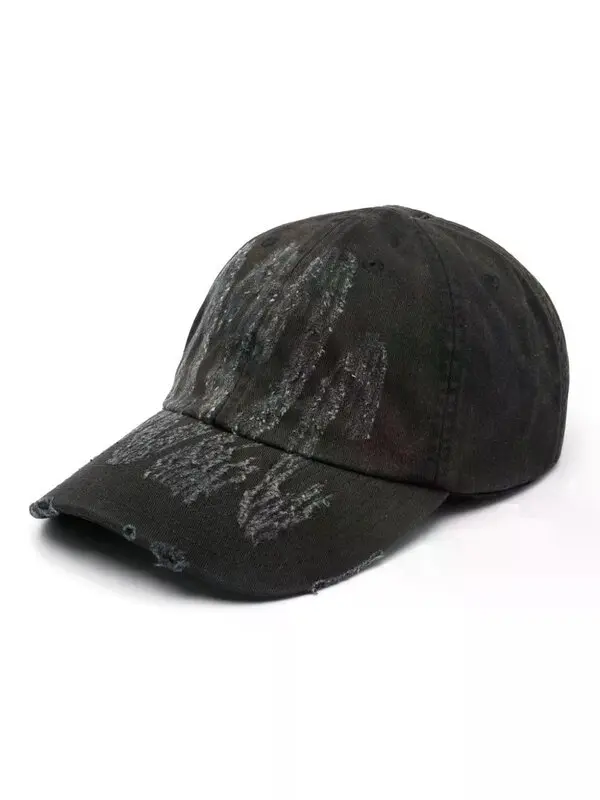 032C Distressed Logo Cap - Black