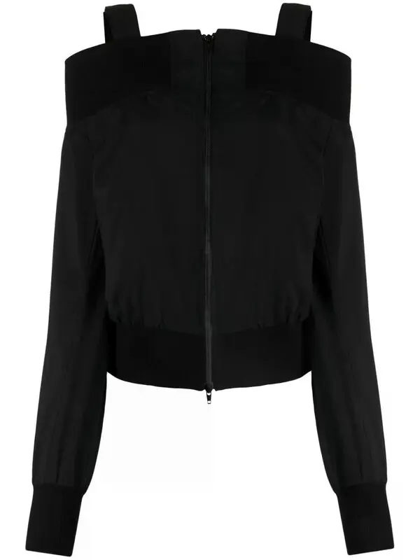 Yohji Yamamoto Off-shoulder Zip-up Wool Jacket