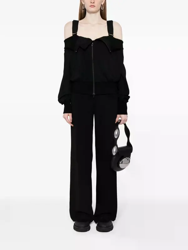 Yohji Yamamoto Off-shoulder Zip-up Wool Jacket