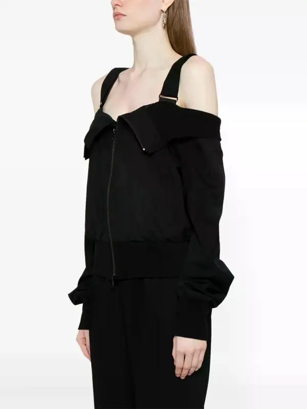 Yohji Yamamoto Off-shoulder Zip-up Wool Jacket