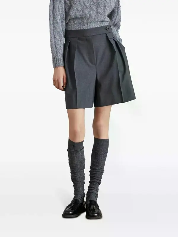Brunello Cucinelli Pleat-detailing Virgin Wool-blend Shorts