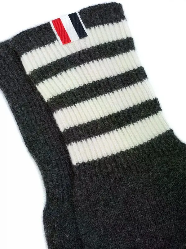 Thom Browne 4-bar Cashmere Gloves - Grey