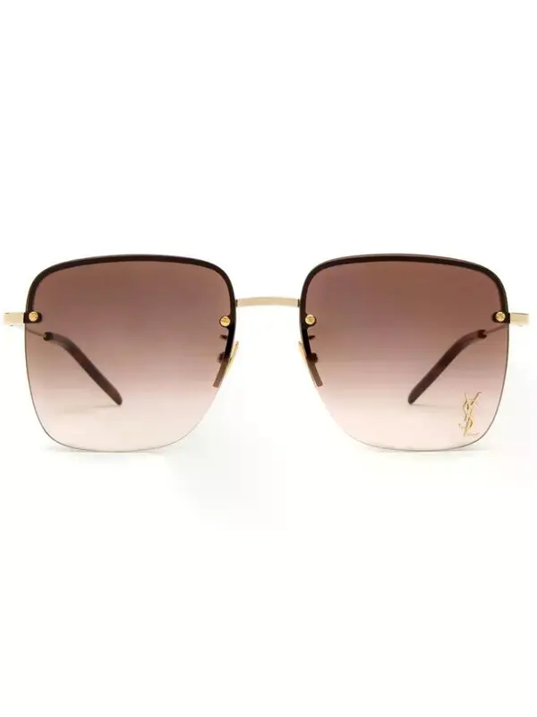 Saint Laurent Sl 312 Logo Plaque Sunglasses - Gold
