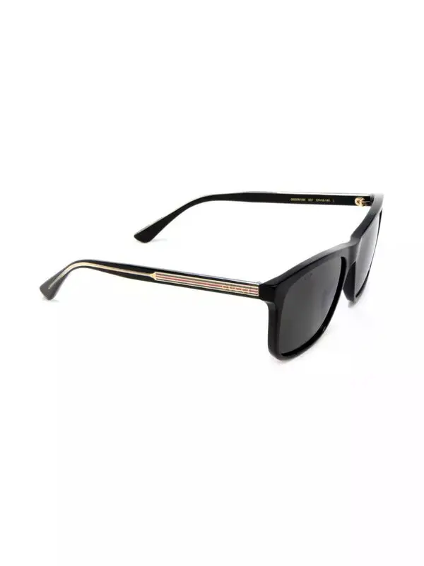 Gucci Web-stripe Square-frame Sunglasses - Black