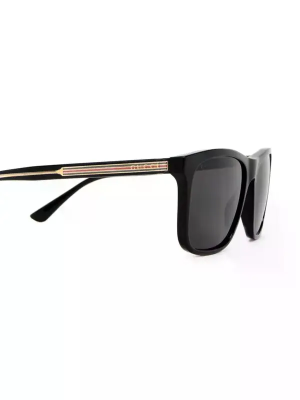 Gucci Web-stripe Square-frame Sunglasses - Black