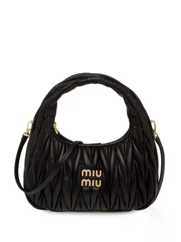 Miu Miu Mini Wander Matelassé Shoulder Bag - Black