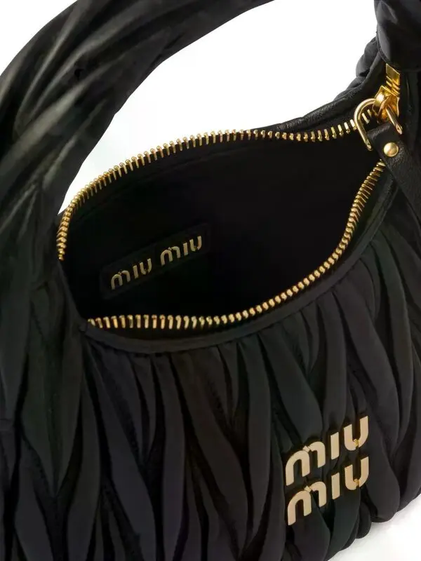 Miu Miu Mini Wander Matelassé Shoulder Bag - Black