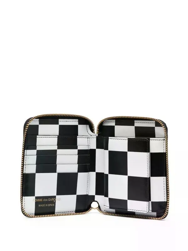 Comme Des Garçons Check-print Leather Wallet - Black