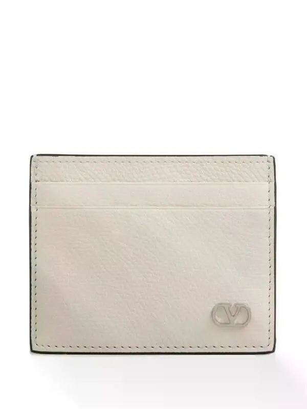 Valentino Garavani Vlogo Signature Cardholder In Grainy Calfskin - Neutrals