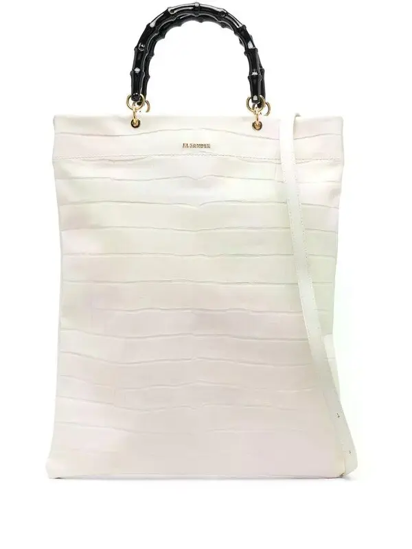 JIL SANDER Crocodile-effect Leather Tote