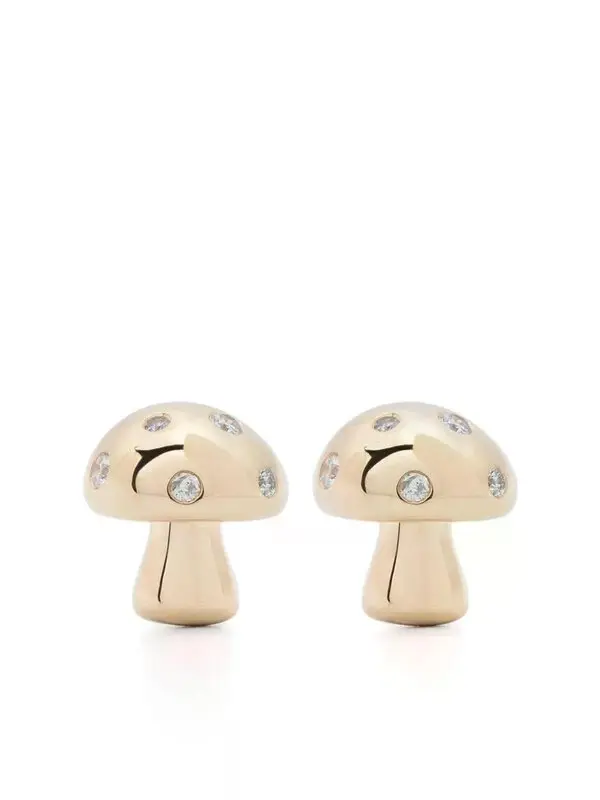 Adina Reyter 14ct Yellow Diamond Mushroom Stud Earrings - Gold