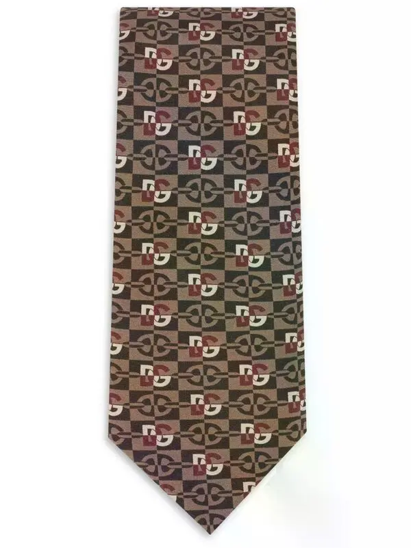 Dolce & Gabbana Logo Jacquard Silk Tie - Brown