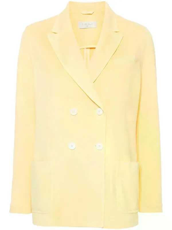 CIRCOLO 1901 Double-breasted Textured Cotton-blend Blazer