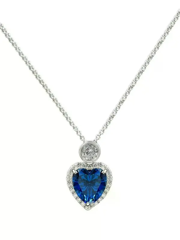 JUWELINA PARIS Heart Sapphire Pendant Necklace - Silver