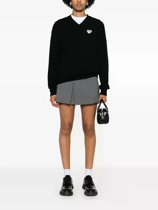 Play Comme Des Garcon Heart-patch Wool Jumper - Black